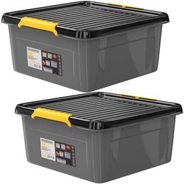 Monzana Aufbewahrungsbox 2er-Set Grau/Anthrazit 39x39x16cm stapelbar