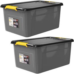 Monzana Aufbewahrungsbox 2er-Set Grau/Anthrazit 58x39x25cm stapelbar