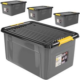 Monzana Aufbewahrungsbox 4er-Set Grau/Anthrazit 58x39x25cm stapelbar