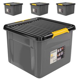 Monzana Aufbewahrungsbox 4er-Set Grau/Anthrazit 39x39x26cm stapelbar