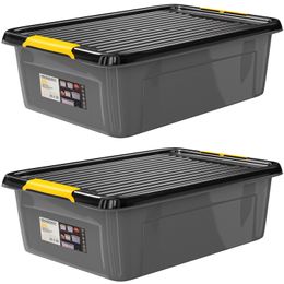 Monzana Aufbewahrungsbox 2er-Set Grau/Anthrazit 58x39x16cm stapelbar