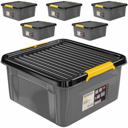 Monzana Aufbewahrungsbox 6er-Set Grau/Anthrazit 39x39x16cm stapelbar