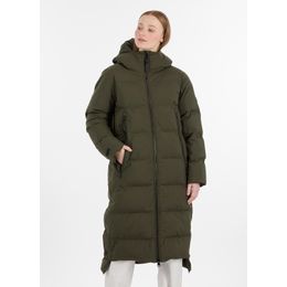 Steppmantel Ragwear "PATRISE", Damen, Gr. M, grün (schwarz olive), Web, Obermaterial: 100% Polyester, unifarben, knieumspielend, Mäntel, warm gefüttert, hinten länger als vorn