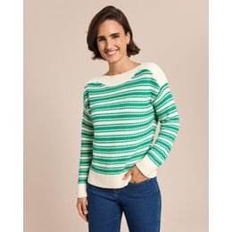 Fiora Blue Pullover Waffelstrick mit Streifen