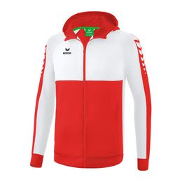 Erima Kinder Six Wings Trainingsjacke mit Kapuze in rot/weiss | Gr.: 116