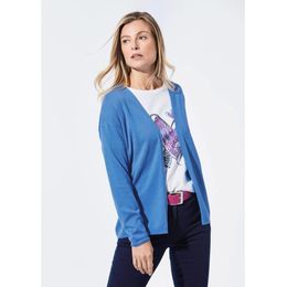 GOLDNER Offene Strickjacke in Kurzform in karibikblau | Gr.: 44