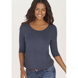 Lascana 3/4-Arm-Shirt in navy-gemustert, schwarz | Gr.: 36-38