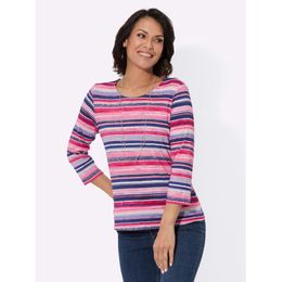 WITT WEIDEN Rundhals-Shirt in altrosa-jeansblau-geringelt | Gr.: 52