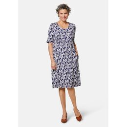 GOLDNER Elastisches Jerseykleid mit modischem Druck in marine / gebl&uuml;mt | Gr.: 40