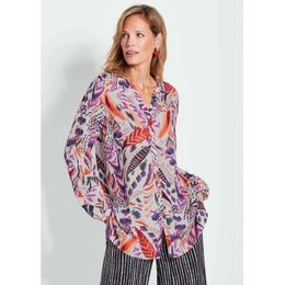 GOLDNER Kurzgr&ouml;&szlig;e: Verl&auml;ngerte Viskosebluse mit Print in bunt / gemustert | Gr.: 23