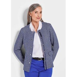 GOLDNER Elegante Karo-Jacke mit Glanzeffekten in royalblau / wei&szlig; / gemustert | Gr.: 38
