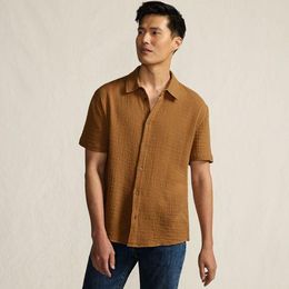 LANDS' END Doppellagiges Kurzarm-Hemd, Herren,  Beige, by Lands' End