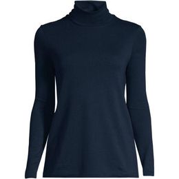 LANDS' END Rollkragenshirt aus Supima, Damen,  Blau, Baumwolle, by Lands' End