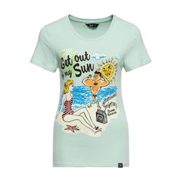 Queen Kerosin Classic T-Shirt Get out of my sun in mint | Gr.: S