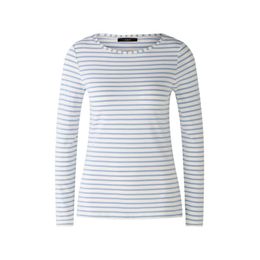 Oui Langarmshirt SUMIKO in white blue | Gr.: 34