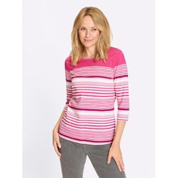 Sieh an! 3/4-Arm-Shirt in fuchsia-ecru-geringelt | Gr.: 50