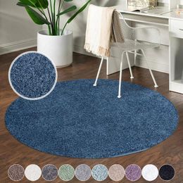 Carpet City Hochflor-Teppich »City Shaggy« rund 30 mm Höhe Teppich Langflor, Uni, Shaggy, flauschig-weich blau Obermaterial: 100% Polypropylen Ø...
