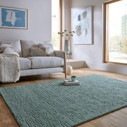 FLAIR RUGS Wollteppich &raquo;Harris Boucle&laquo; rechteckig 12 mm H&ouml;he handgefertigt blau Wolle