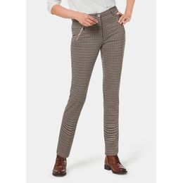 GOLDNER Hose in weicher, stretchbequemer Qualit&auml;t in mocca / gemustert | Gr.: 50