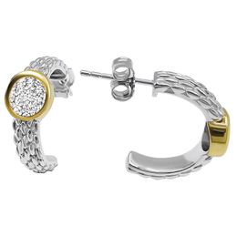 Firetti Paar Creolen »Schmuck Geschenk Silber 925 Ohrringe Milanaise Solitär bicolor« mit Zirkonia (synth.)...