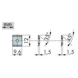 FELDER Wendeplatte mit 2 Schneidfasen | Breite 12 mm | 9,6 mm | 2 St&uuml;ck
