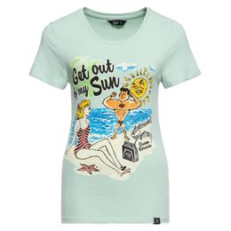 Queen Kerosin Shirt "Classic T-Shirt Get out of my sun" in Grün | Gr.: XS