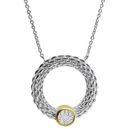 Firetti Kette mit Anhänger »Schmuck Geschenk Silber 925 Halsschmuck Milanaise Solitär bicolor« mit Zirkonia (synth.)...