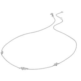 Firetti Kette mit Anhänger »Schmuck Geschenk Silber 925 Halsschmuck Halskette Ankerkette Herzen« mit Zirkonia (synth.) silberfarben-kristallweiß...