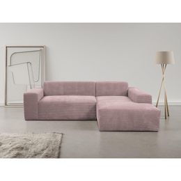 WERK2 Ecksofa »Zeus-L modern & zeitlos, Breite 253 cm, bequemes Sofa« Curvy Trend Ecksofa mit urbaner Optik Rose