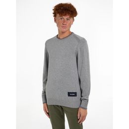 Tommy Hilfiger Rundhalspullover »RWB COTTON CREW NECK« farbliche Akzente in Tommy Farben Light Grey Heather L L Pullover von Tommy Hilfiger Menswear