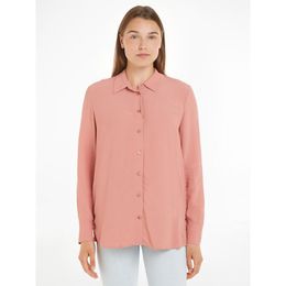 Tommy Hilfiger Hemdbluse »FLUID VIS CREPE REGULAR SHIRT LS« mit Seitenschlitzen Teaberry Blossom 34 34 Hemdbluse von Tommy Hilfiger