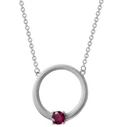 Firetti Kette mit Anhänger »Schmuck Geschenk Silber 925 Halsschmuck Halskette Ankerkette Kreis« mit Zirkonia (synth.) silberfarben-rot Feine Kette...