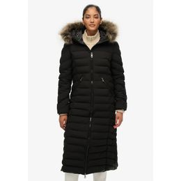 Superdry Steppjacke »FUJI FAUX FUR HOODED LONGLINE« mit Kapuze Black XS XS Moderne Pufferjacke von Superdry