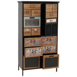 Mendler Apothekerkommode HWC-O80, Schrank Highboard Schubladen, Vintage Shabby-Look 136x73x35cm, natur/blau/ 139307