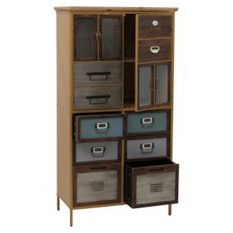 Mendler Apothekerkommode HWC-O80, Schrank Highboard Schubladen, Vintage Shabby-Look 136x73x35cm, blau Metall 139311