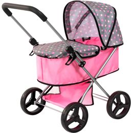 Puppenwagen BAYER "GO", fee grau, rosa, Puppenwagen, KinderB:37cm H:59cm T:50cm, Kunststoff, Metall, Stoff, B:37cm H:59cm T:50cm
