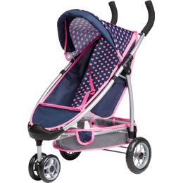 Puppenbuggy BAYER "Jogger Sport", herzchen blau, Puppenwagen, KinderB:40,5cm H:67cm T:40,5cm, Kunststoff, Metall, Polyester, B:40,5cm H:67cm T:40,5cm