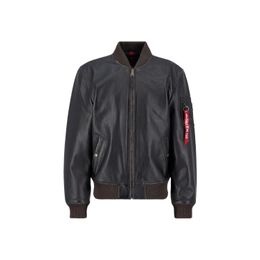 Lederjacke Alpha Industries "MA-1 Leather LF", Herren, Gr. L, braun (vintage braun), Obermaterial: 100% Leder, Futter: 100% Polyester, Füllung: 100% Polyester, Jacken