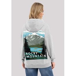 Kapuzenpullover F4NT4STIC "US National Parks Rocky Mountain National Park", Damen, Gr. XS, grau melange, Obermaterial: 80% Baumwolle, 20% Polyester, oversize, Pullover, Premium Qualität