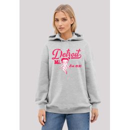 Kapuzenpullover F4NT4STIC "Betty Boop Detroit MI. Est 1930", Damen, Gr. XS, grau melange, Obermaterial: 80% Baumwolle, 20% Polyester, oversize, Pullover, Premium Qualität