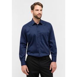 Langarmhemd Eterna "COMFORT FIT", Herren, Gr. 46, Normalgrößen, navy, Satin, 100% Baumwolle, normal, Manschette, Hemden, NON IRON (bügelfrei)