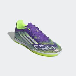 Fußballschuh adidas Performance "F50 CLUB IN", Gr. 43, lila rush, cloud weiß, lucid lemon, Synthetik, Schuhe, geeignet als Hallenschuhe