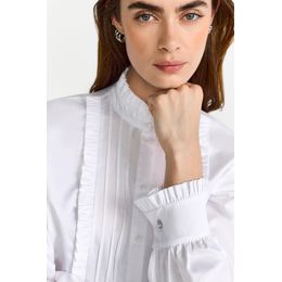 RICHROYAL Damen Langarmblusewei&szlig;, Gr. 40, Web, Obermaterial: 100% Baumwolle, Blusen, mit R&uuml;schendetails, gerader Schnitt