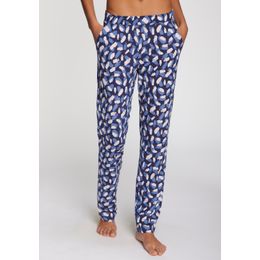 Pyjamahose s.Oliver, Damen, Gr. 36/38, N-Gr, blau, gemustert, Single Jersey, Obermaterial: 50% Baumwolle, 50% Viskose, gemustert, Basic lang, Hosen, Mit schönem Alloverdruck