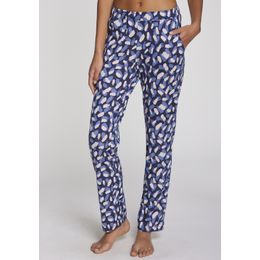 Pyjamahose s.Oliver, Damen, Gr. 32/34, N-Gr, blau, gemustert, Single Jersey, Obermaterial: 50% Baumwolle, 50% Viskose, gemustert, Hosen, Mit schönem Alloverdruck