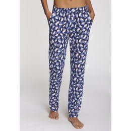 Pyjamahose s.Oliver, Damen, Gr. 32/34, N-Gr, blau, gemustert, Single Jersey, Obermaterial: 50% Baumwolle, 50% Viskose, gemustert, Basic lang, Hosen Pyjamahose, mit sch&ouml;nem Alloverdruck