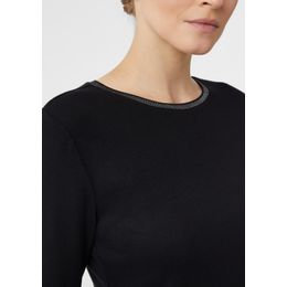 comma, Longsleeve, Damen, Gr. 40, schwarz, Single Jersey, Obermaterial: 76% Viskose, 19% Polyester, 5% Elasthan, COMMA CASUAL IDENTITY, unifarben, normal hüftbedeckend, Rundhals, Shirts, mit Glitzer-Rundhals