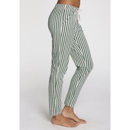 Pyjamahose s.Oliver, Damen, Gr. 40/42, N-Gr, gr&uuml;n, wei&szlig;, gestreift, Single Jersey, Obermaterial: 50% Baumwolle, 50% Viskose, gestreift, Basic lang, Hosen Pyjamahose, mit sch&ouml;nem Allovermuster