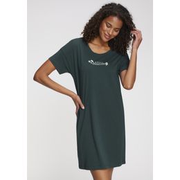 Nachthemd s.Oliver, Damen, Gr. 40/42, N-Gr, dunkelgrün, Single Jersey, Obermaterial: 50% Baumwolle, 50% Viskose, unifarben, Basic, kurz, Rundhals, Kleider, Mit kleinem Fromtprint