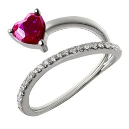 Firetti Fingerring »Schmuck Geschenk Silber 925 Damenring Ring Herz« mit Zirkonia (synth.) silberfarben-rot-kristallweiß 58 Verspielter Damenring...
